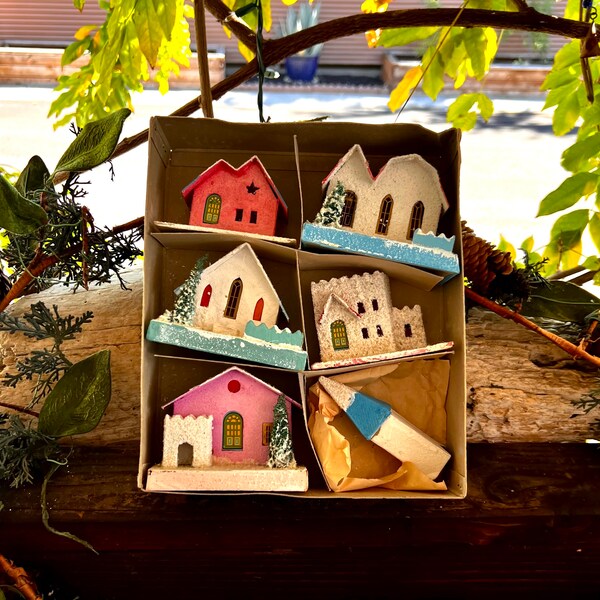 White Vintage Putz House Set - Etsy