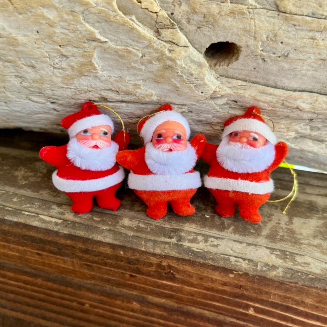 Vintage Flocked Santa Christmas Ornament Blow Mold Santa Ornament ...