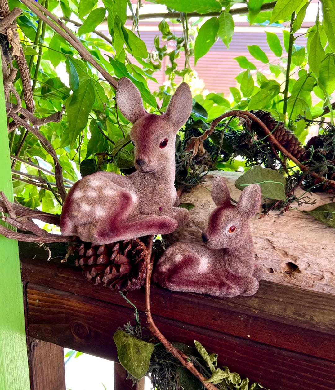 Vintage COMMODORE Deer Christmas Ornament 1950 1960 MCM Flocked Mama ...