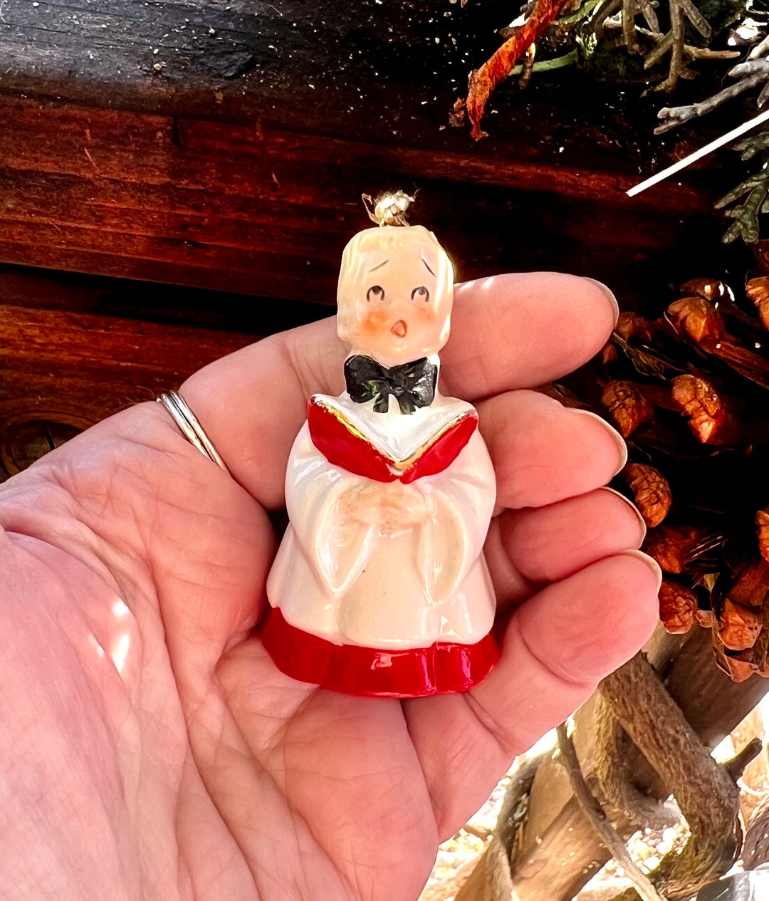Vintage Choir Boy Bell Christmas Ornaments Retro Ceramic Choir Boy 1940 ...