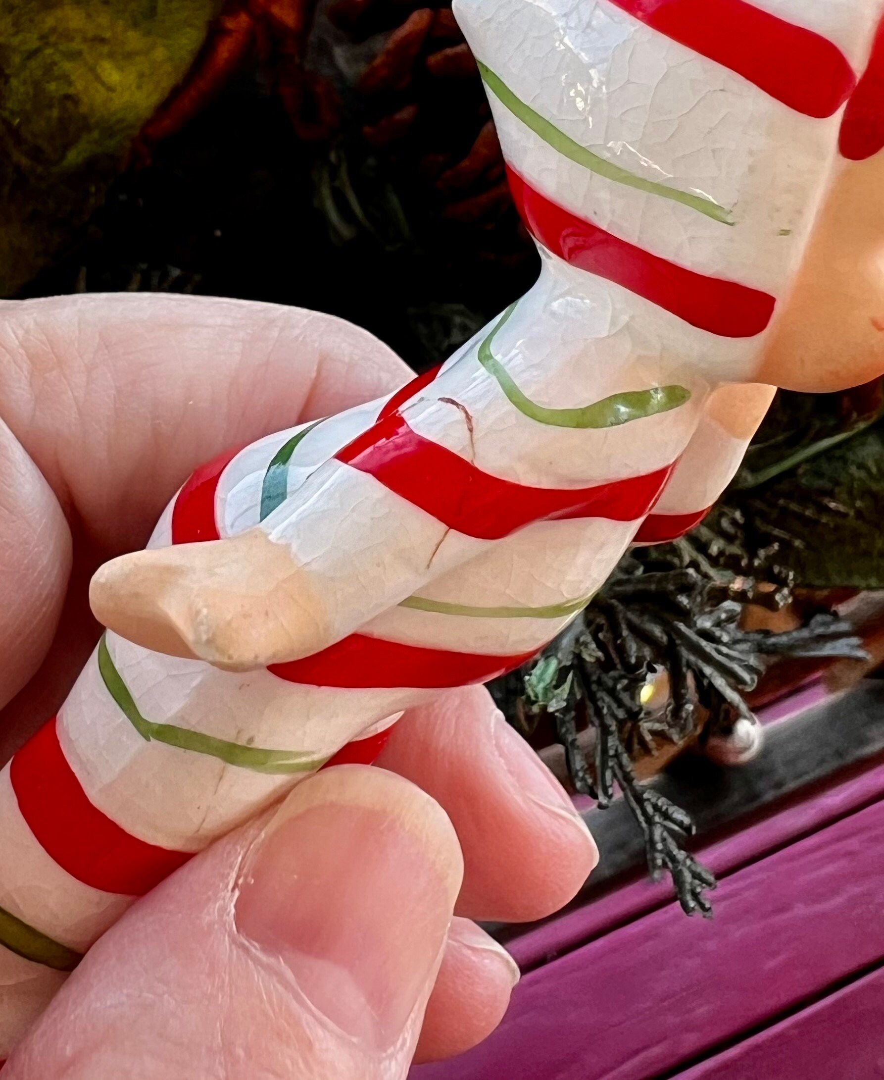 Vintage LEFTON Christmas Candy Cane MCM Ceramic Candy Cane Elf Elves ...