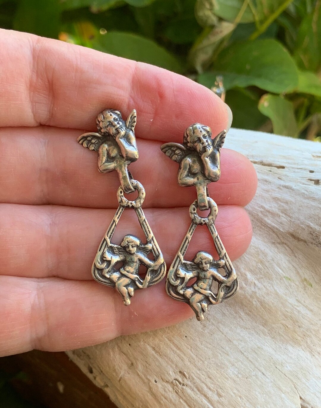 Vintage Pucci Cherub Earrings 1940 1950 Sterling Cupid Angel Earrings ...