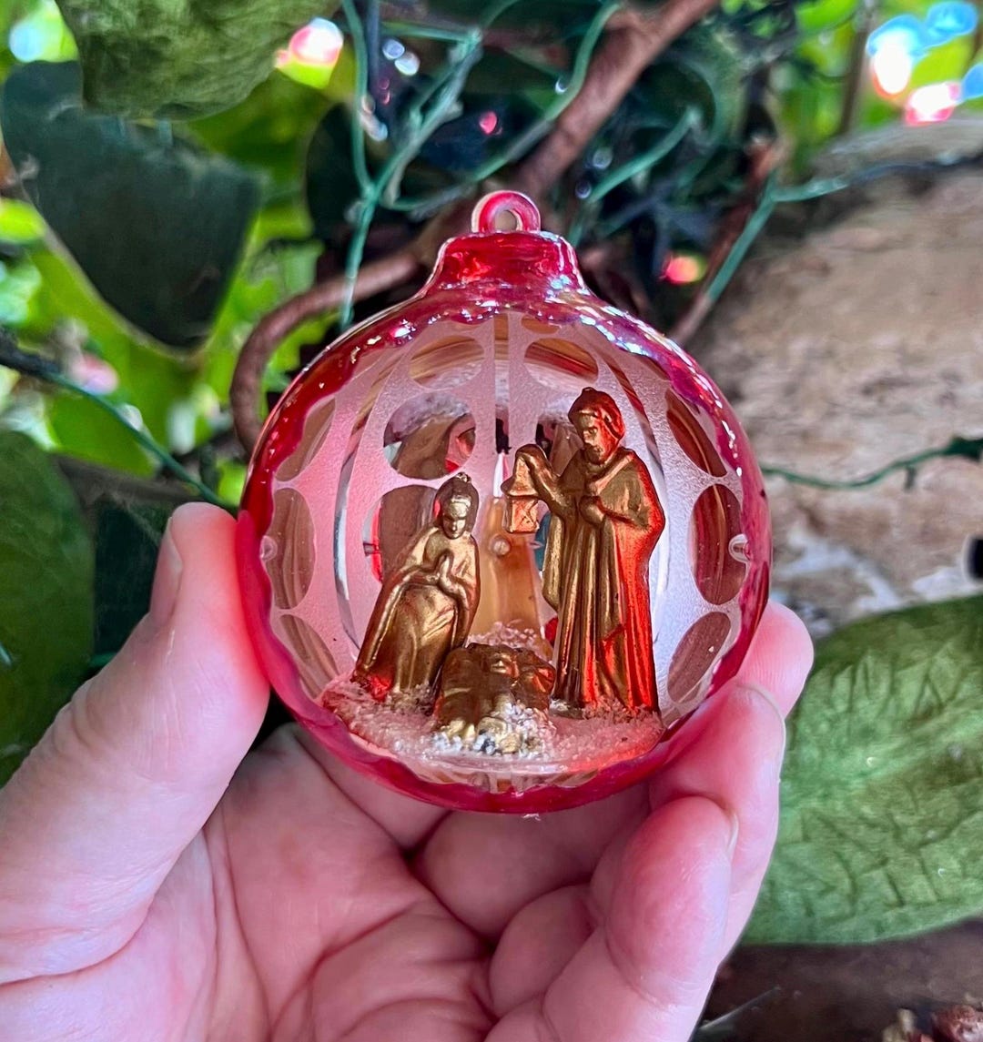 Vintage 1960 1970 Jewelbrite Nativity Christmas Ornament Reflector ...