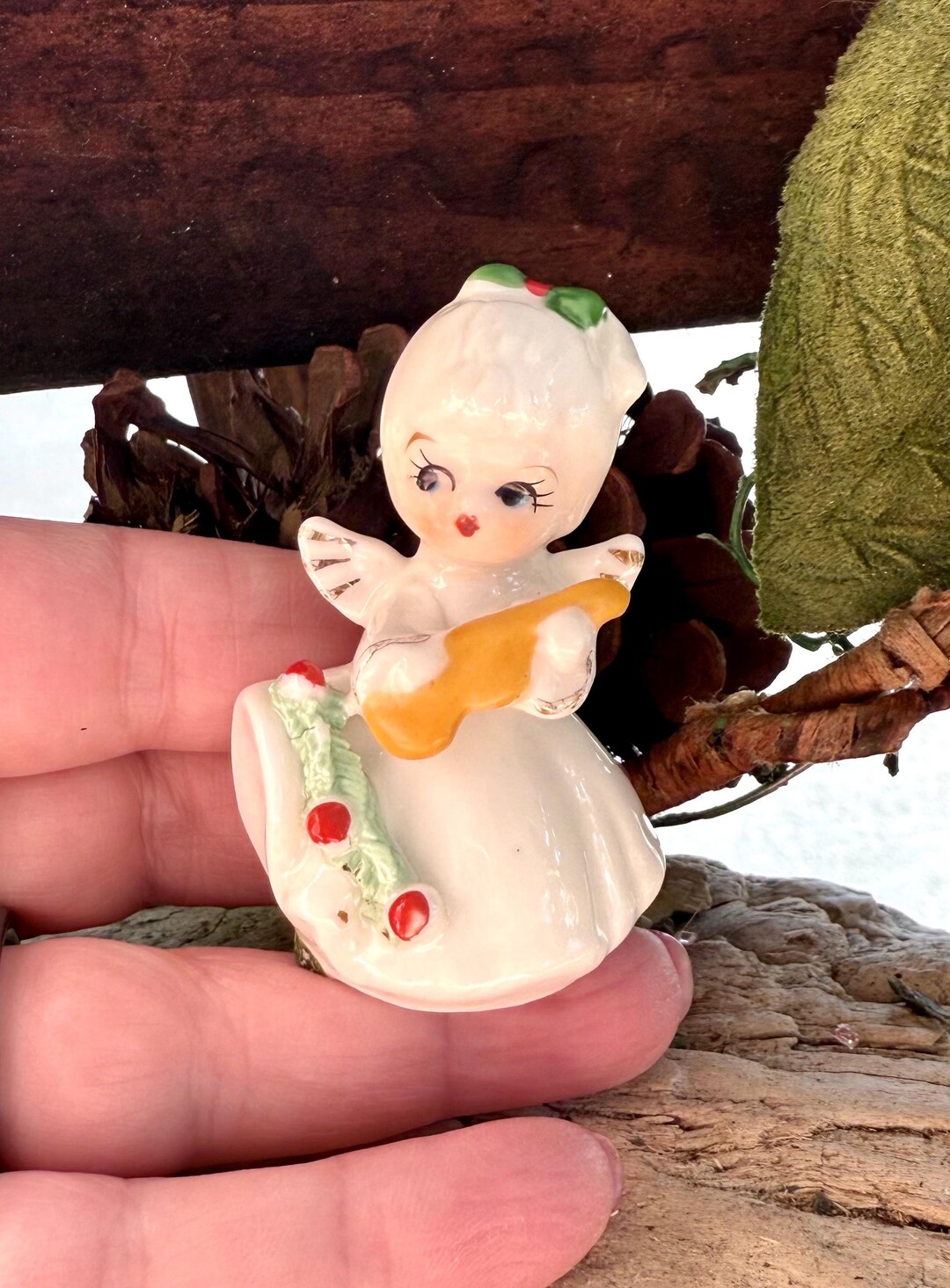 Vintage Napco Christmas Angel Figurine Dancing Angel Guitar Spaghetti ...