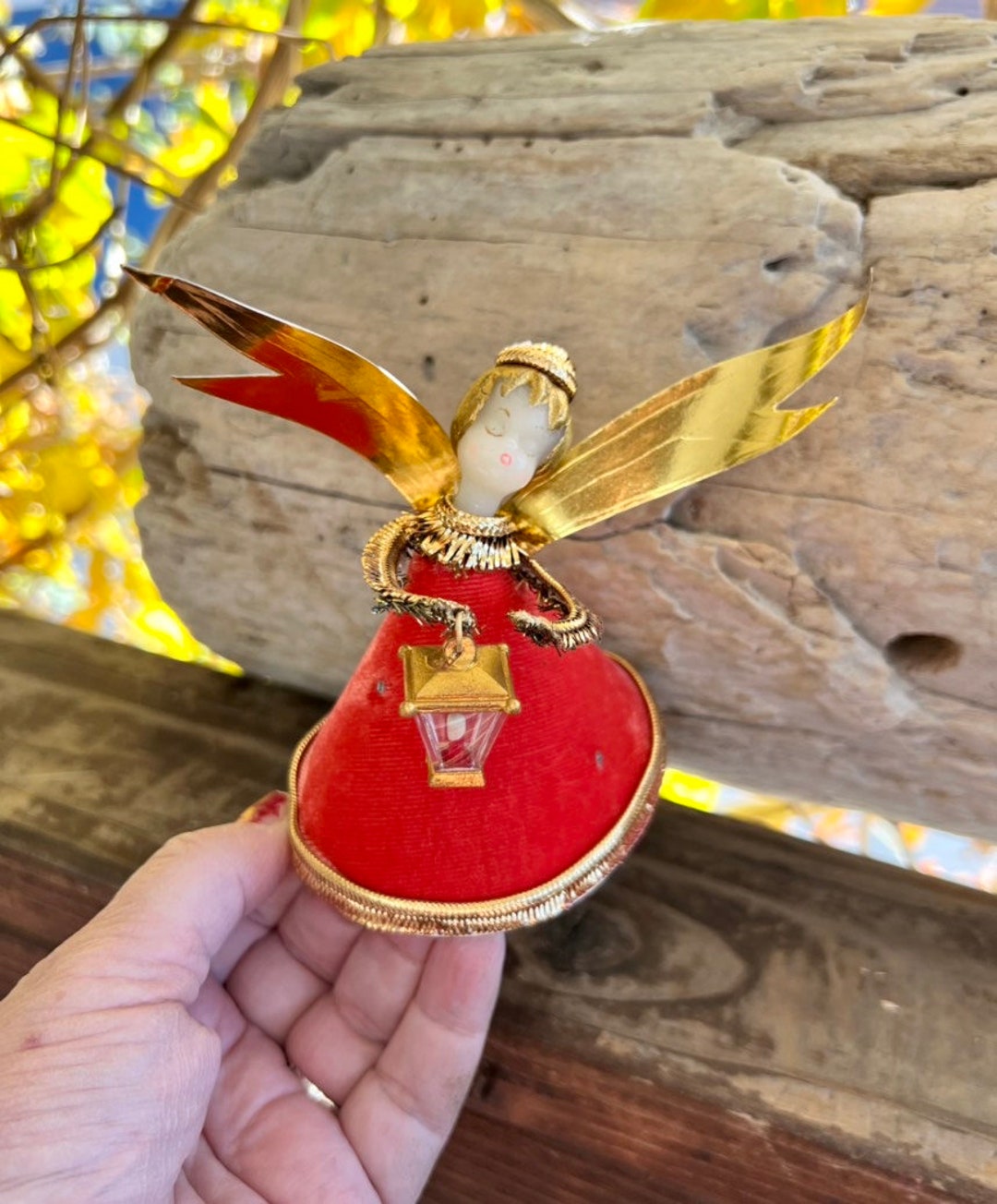 Vintage 1950 1960 Koestel Red Angel Christmas Ornament Western Germany ...