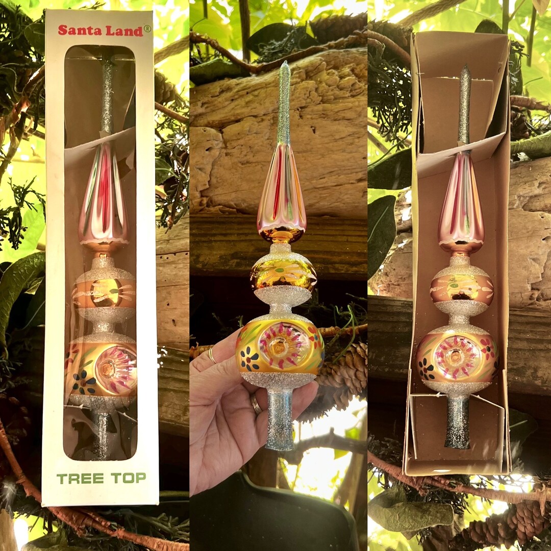 Vintage Mercury Glass Indent Topper MCM 1950 1960 Polish Pink Gold Mica ...