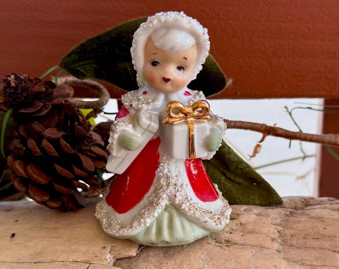 Vintage LEFTON Angel Christmas Bell Angel Gift Ornament 1950 MCM ...