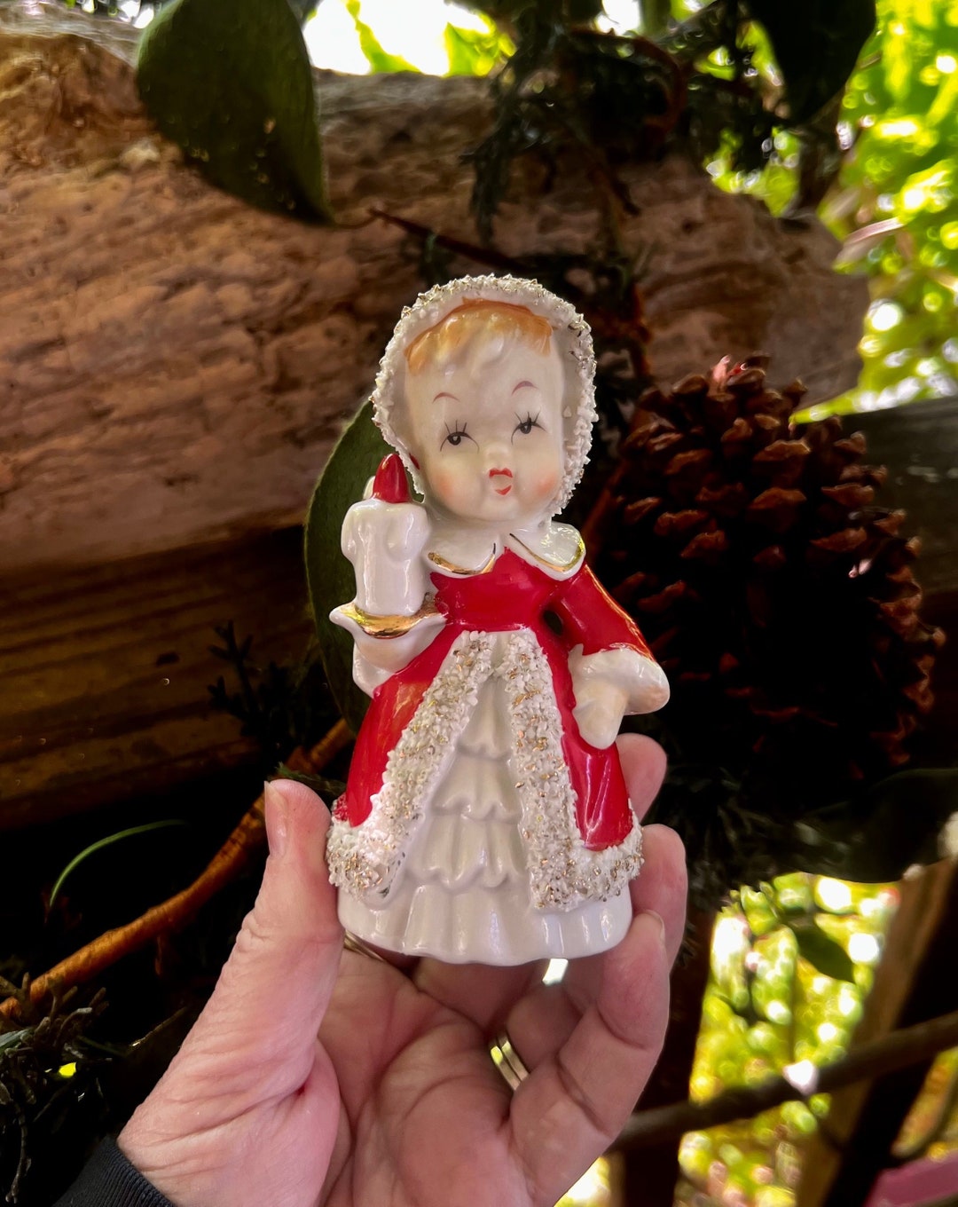 Vintage LEFTON? Angel Christmas Bell Angel Candle Bell Ornament MCM ...