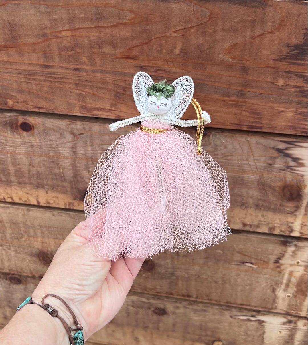 Vintage Spun Cotton Angel Christmas Ornament MCM 1950 1960 Angel Pink ...