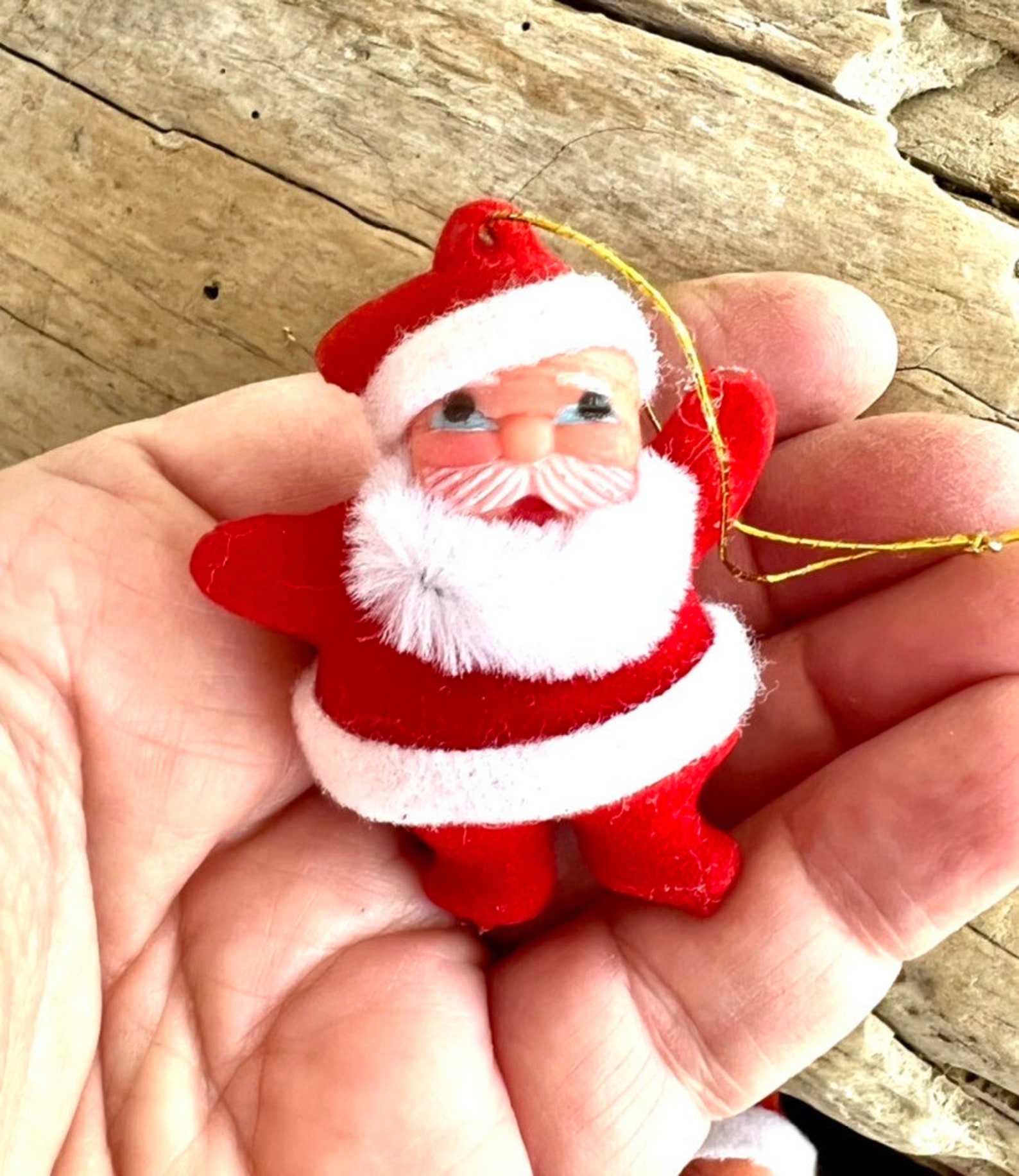 Vintage Flocked Santa Christmas Ornament Blow Mold Santa - Etsy