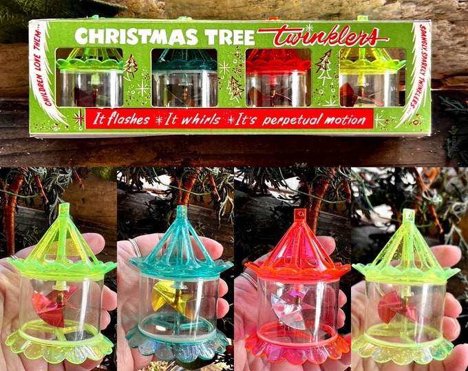 Vintage Twinkler Christmas Ornament Plastic Spinner Bird Cage MCM 1950 ...