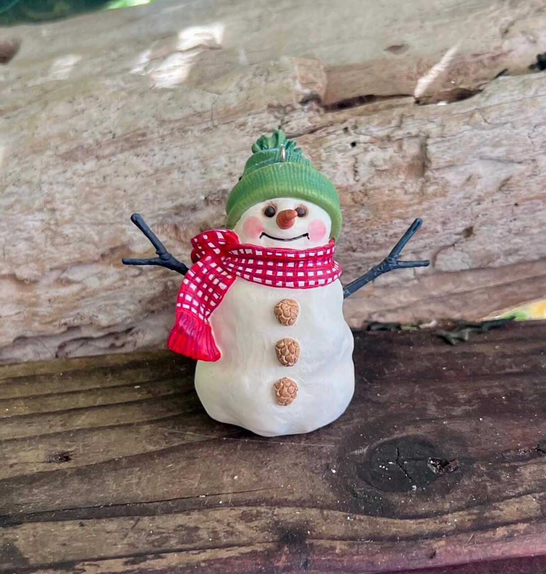 Vintage MITFORD Snowman Christmas Ornament 1999 Hallmark Jan Karon Red ...