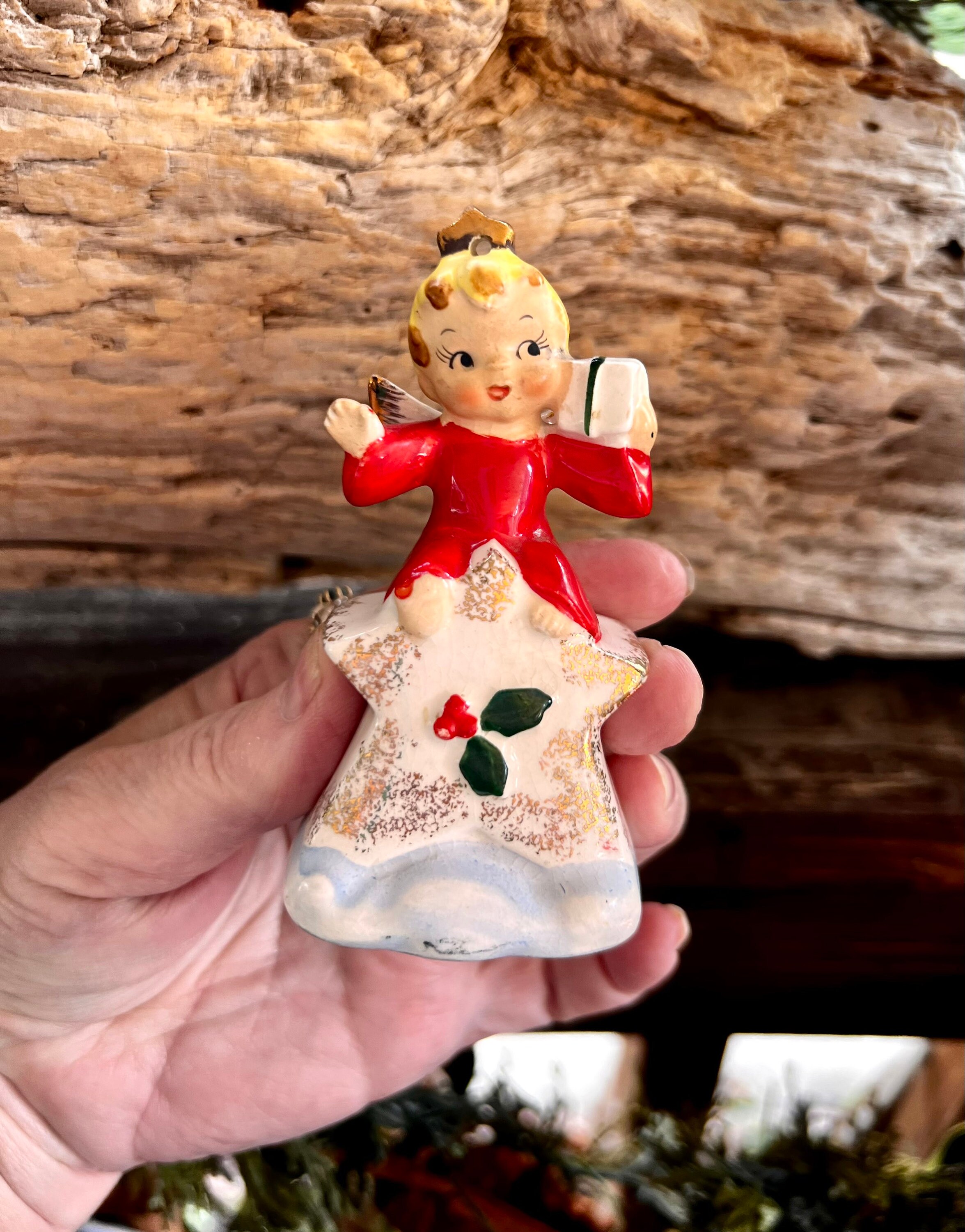 Vintage NAPCO Christmas Angel Star Bell Ornament 1950 1957 MCM Angel ...