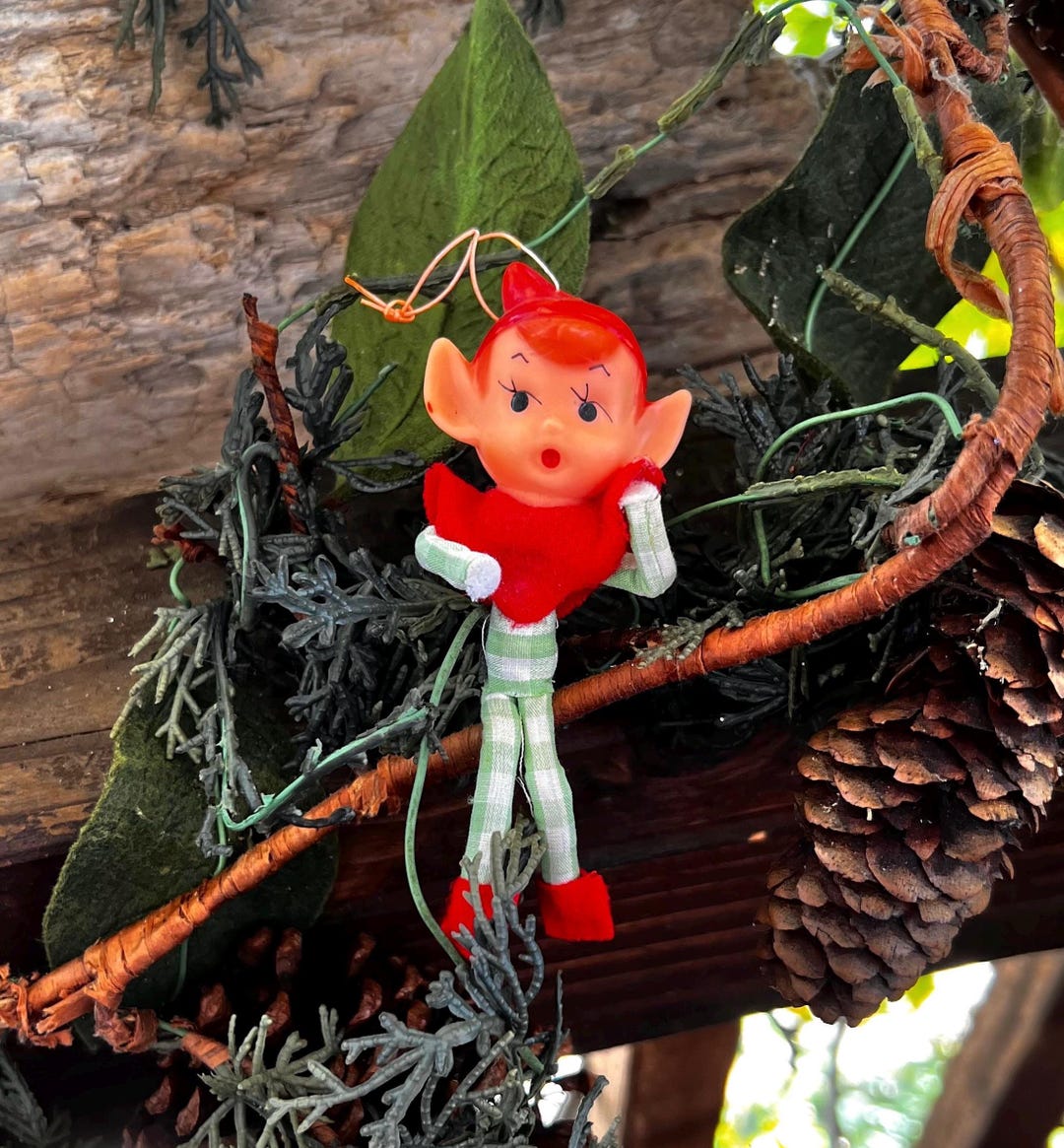 Vintage NAPCO Elf Plastic Christmas Ornament 1940 1950 Retro Kitsch ...