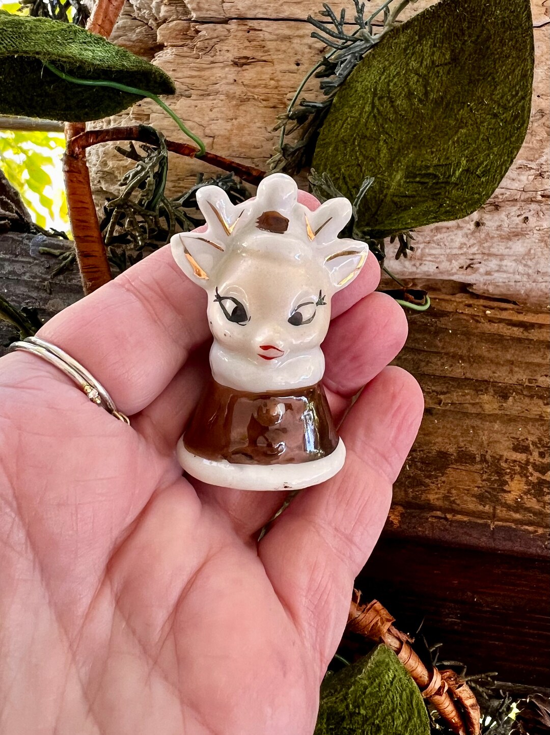 Vintage Ceramic Reindeer Christmas Bell Ornament Retro - Etsy
