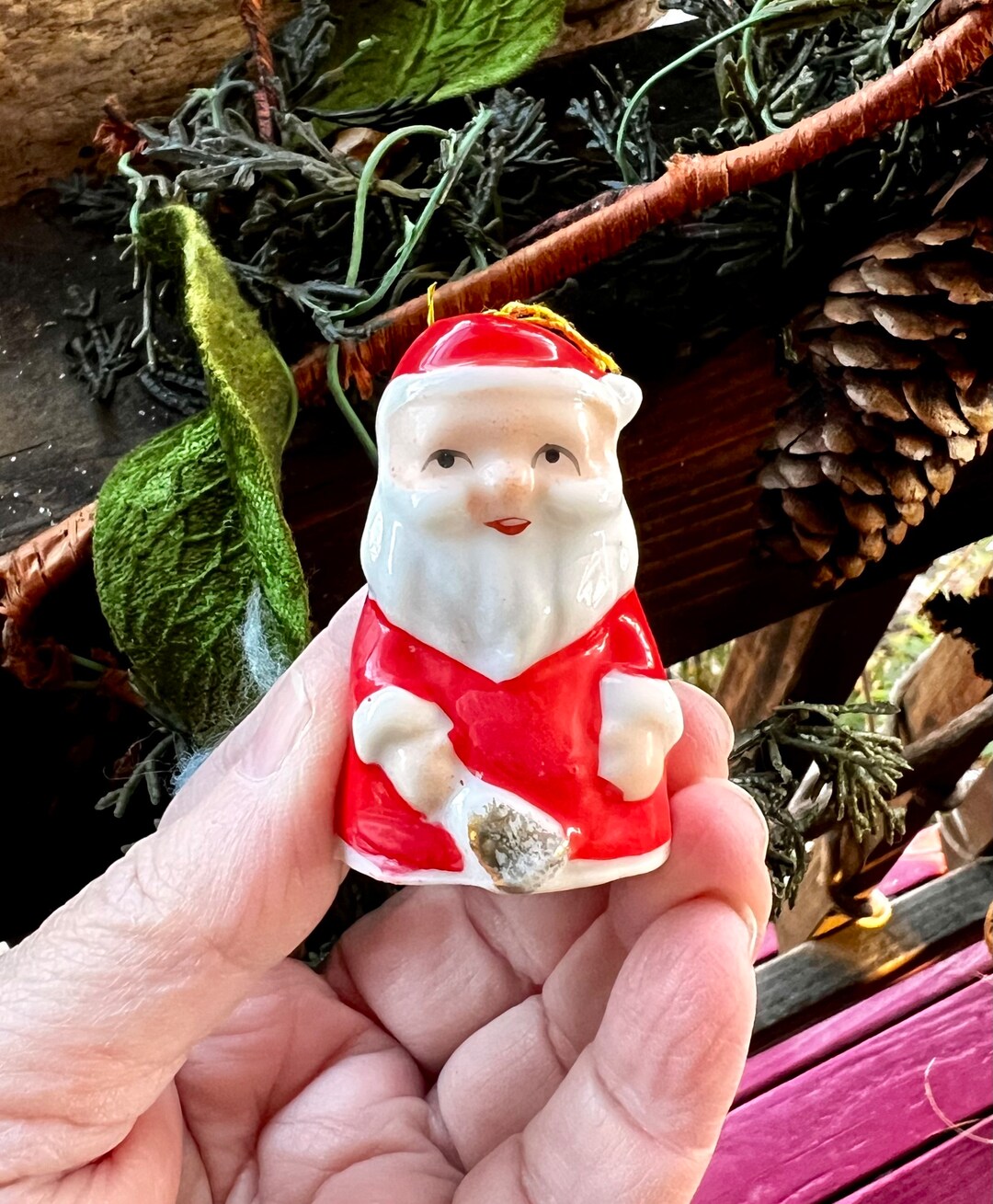 Vintage MCM Santa Bell Christmas Ornament Retro Santa Ornament 1940 ...