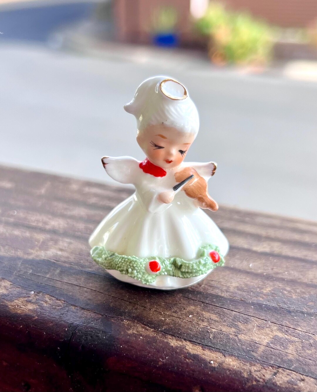 Vintage Napco Christmas Angel Figurine Dancing Angel Violin Spaghetti ...