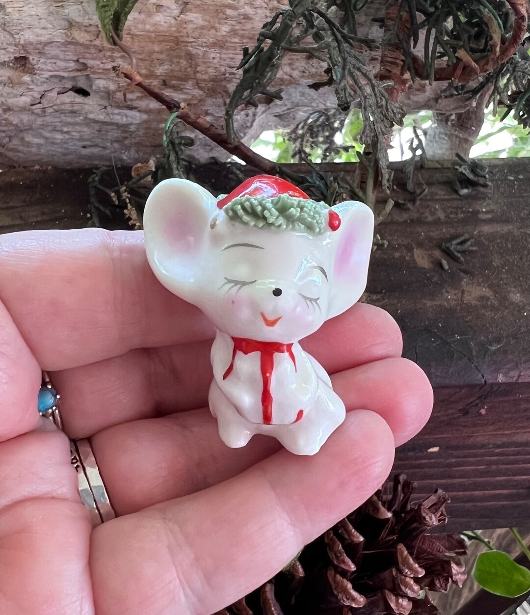 Vintage Napco Christmas Mouse Figurine 1960 1970 Ceramic Mouse Gift MCM ...