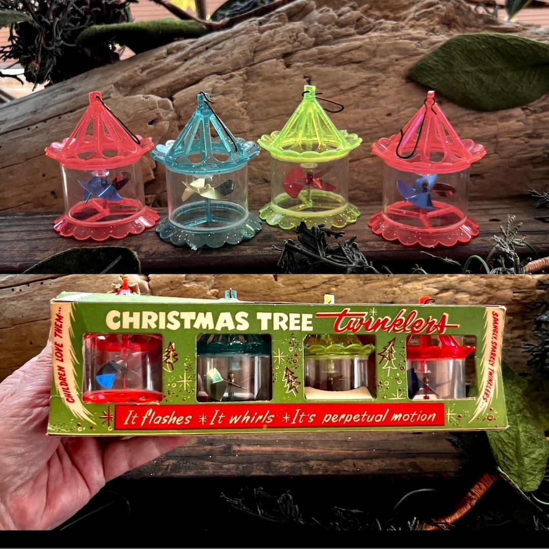 Vintage Twinkler Christmas Ornament Plastic Spinner Bird Cage MCM 1950 ...