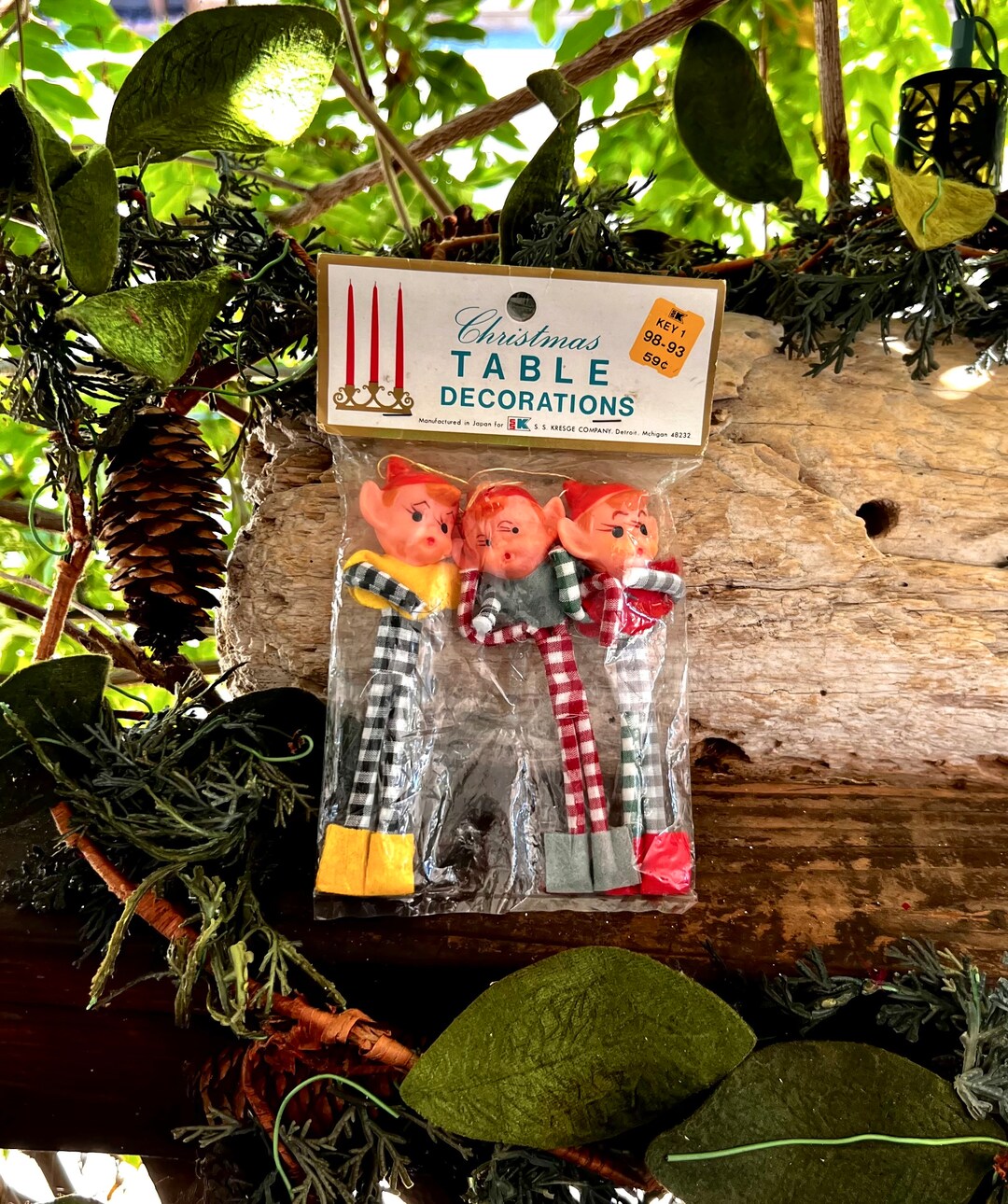 Vintage 1950 1960 Elf Christmas Ornament Retro Kitsch Plastic Checked ...