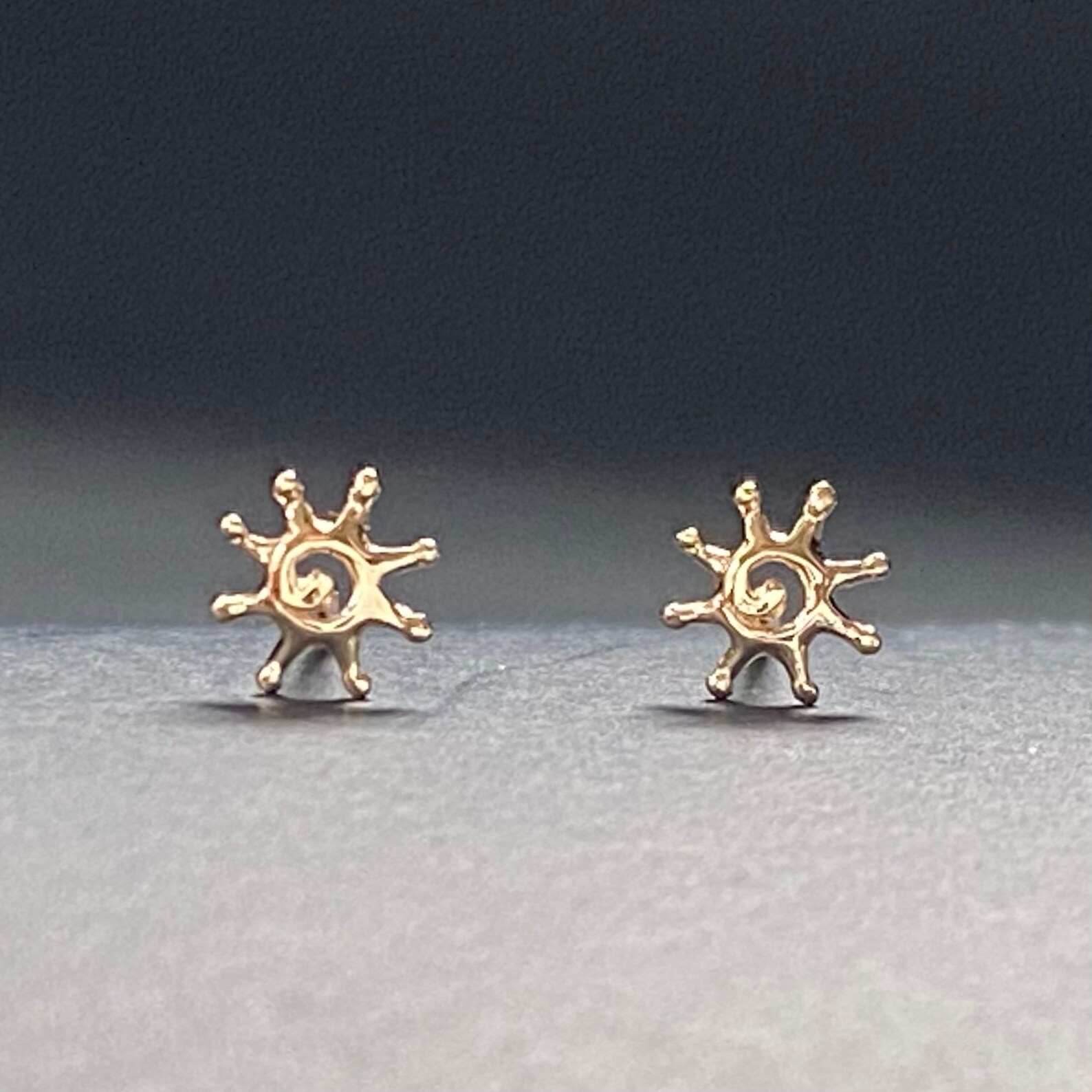 Sun Studs 5mm Solid 14k Gold Super Tiny Single or Pair - Etsy