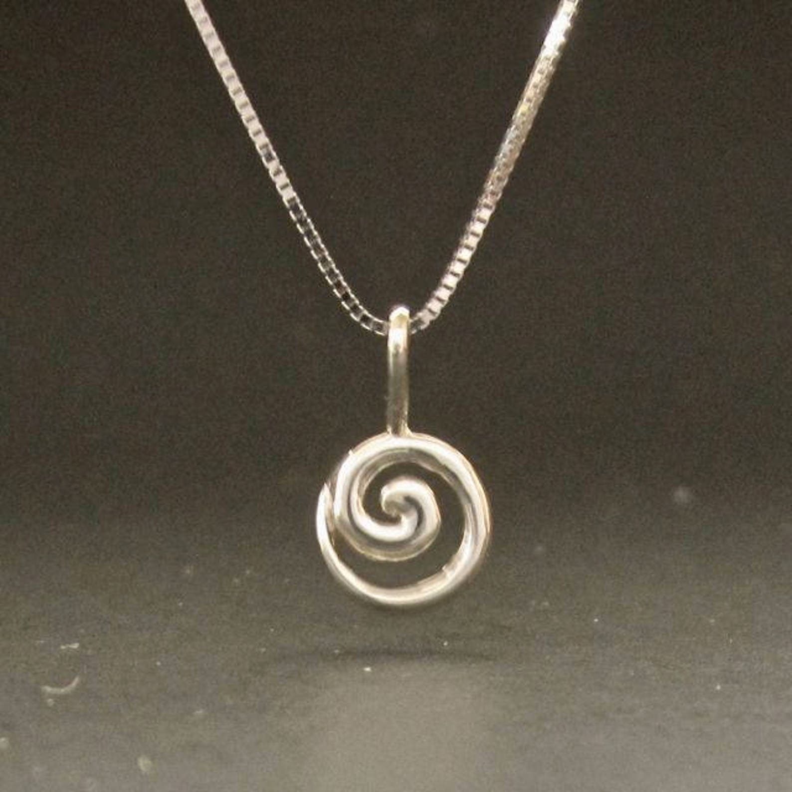 Tiny Spiral Pendant, 7mm, Solid 14k Gold Necklace Recycled Made in USA ...