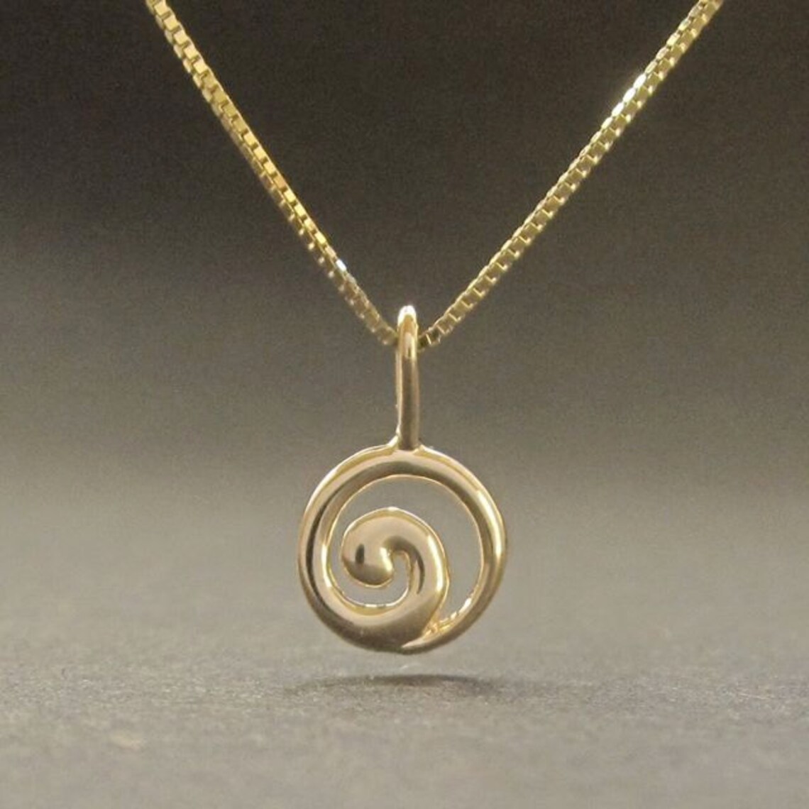 Tiny Spiral Pendant, 7mm, Solid 14k Gold Necklace Recycled Made in USA ...
