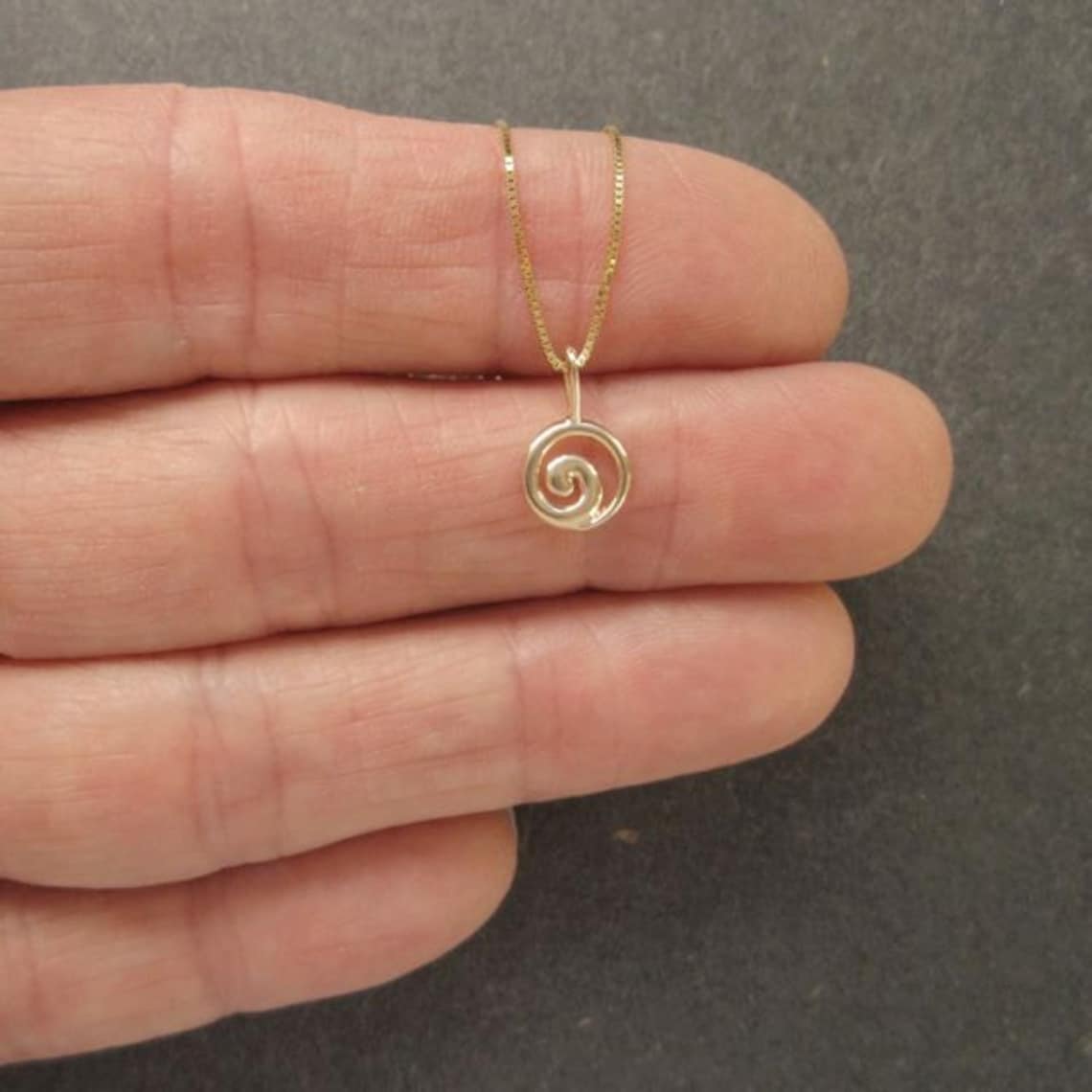 Tiny Spiral Pendant, 7mm, Solid 14k Gold Necklace Recycled Made in USA ...