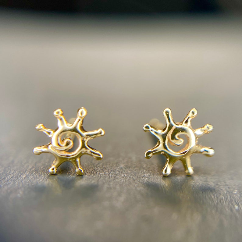Sun Studs 5mm Solid 14k Gold Super Tiny Single or Pair - Etsy