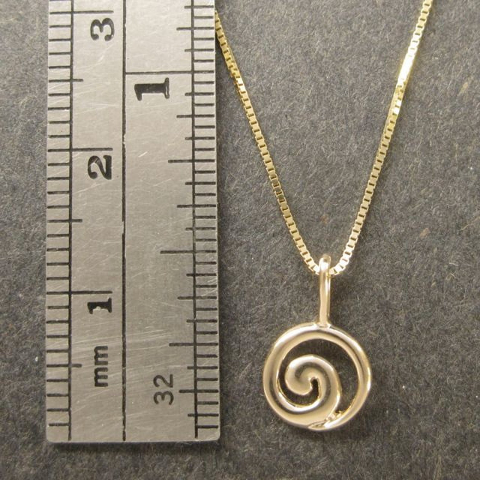 Tiny Spiral Pendant, 7mm, Solid 14k Gold Necklace Recycled Made in USA ...