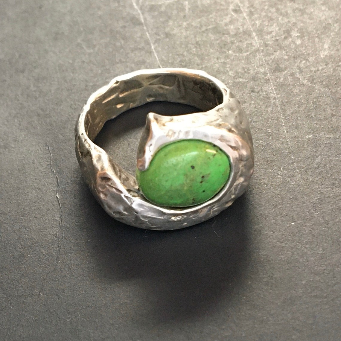 Gaspeite Ring Natural Green Stone Sterling Silver Handmade - Etsy