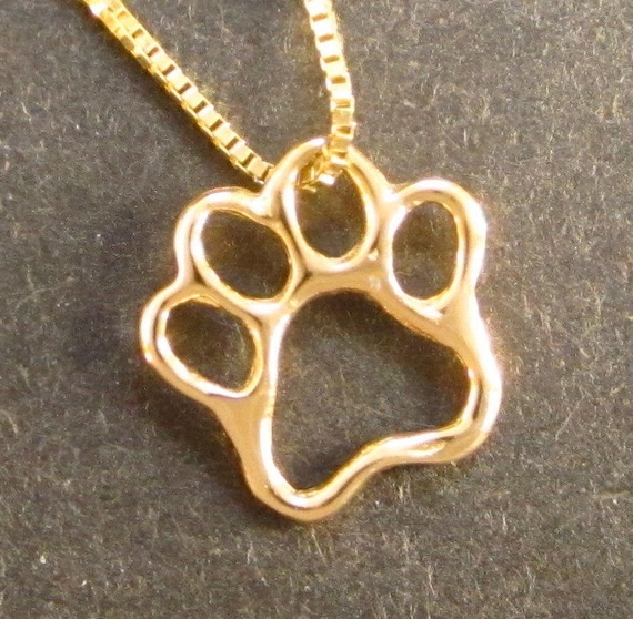 Gold Paw Pendant 13mm Solid 14k Gold or Solid Sterling Paw | Etsy