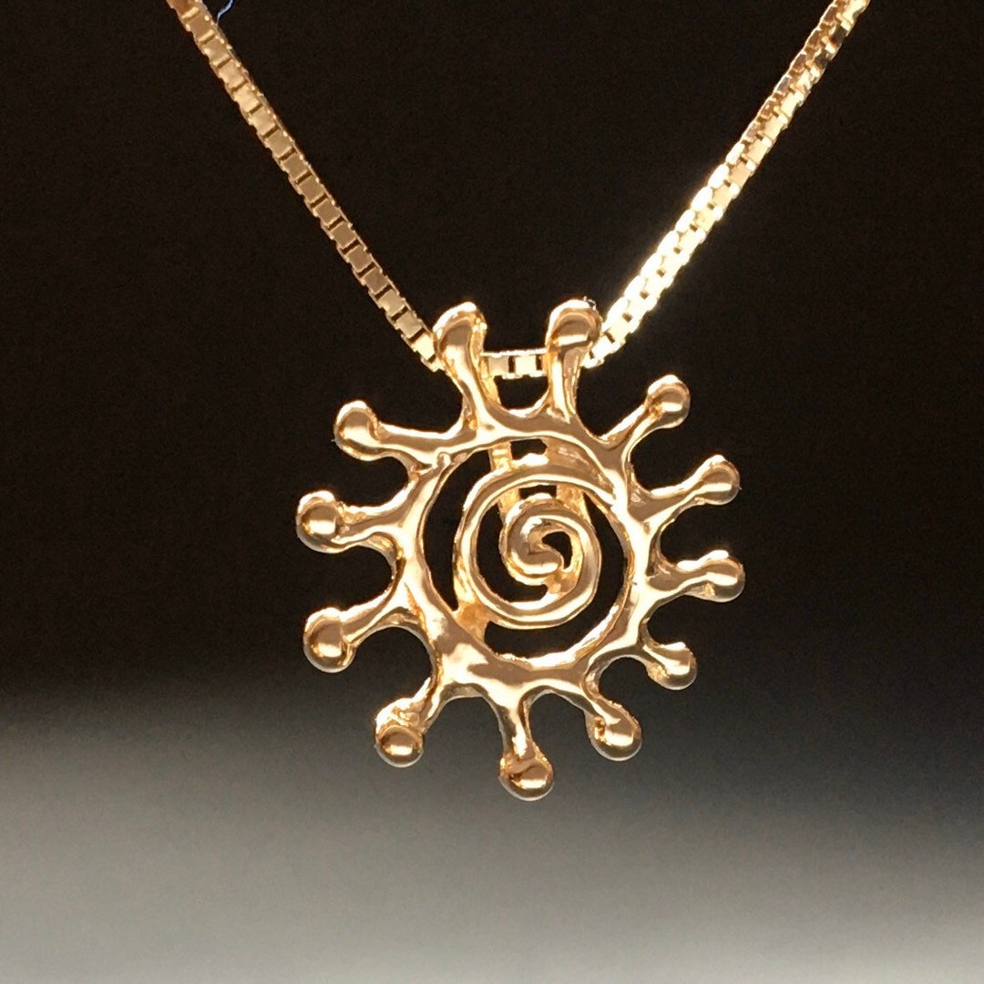 Spiral Sun Gold Pendant, 13x12mm, Med. 14k Yellow, White or Rose Solid ...