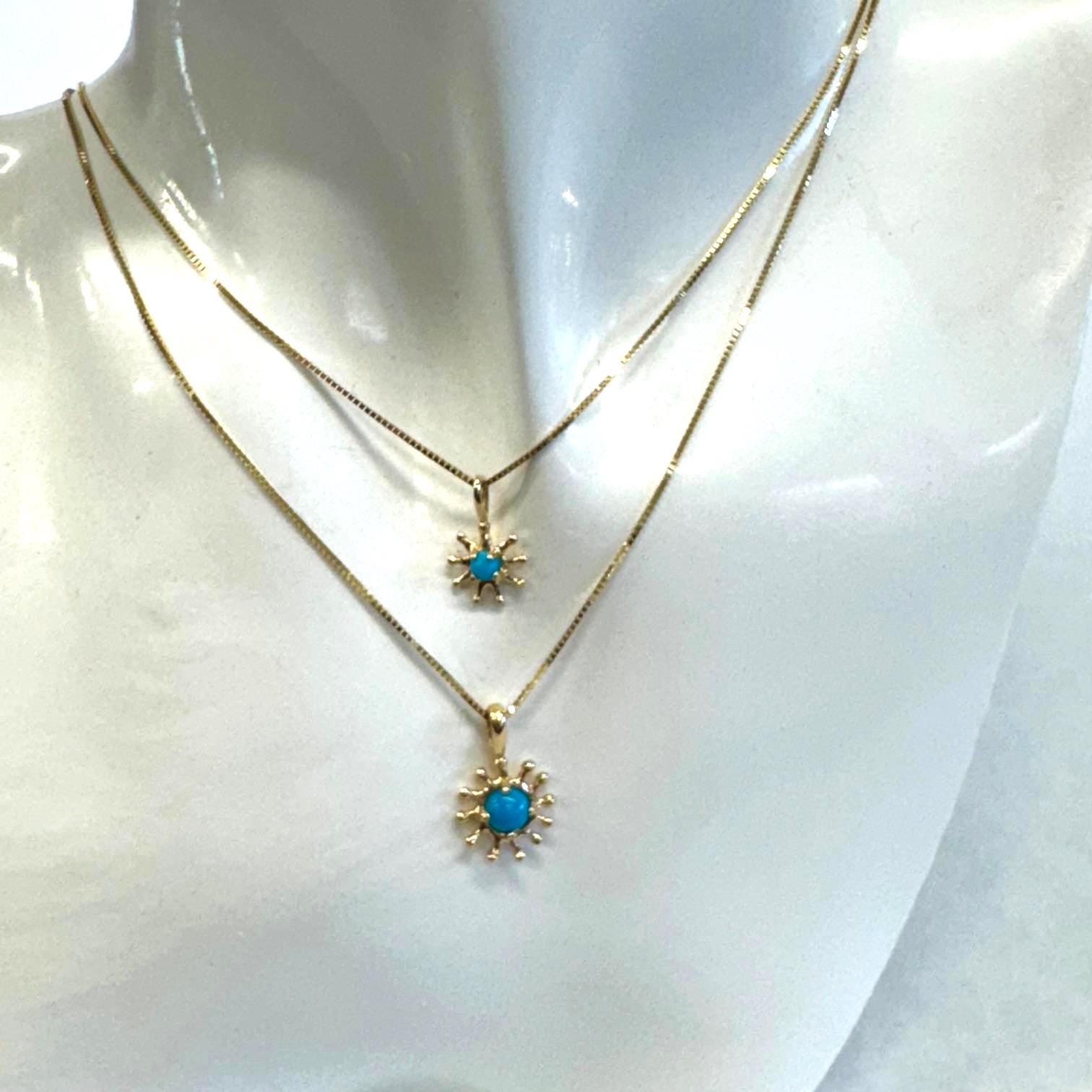Sleeping Beauty Turquoise & 14k Gold Pendant, Necklace, Handmade in USA ...