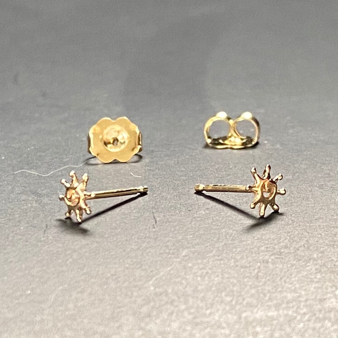 Sun Studs 5mm Solid 14k Gold Super Tiny Single or Pair - Etsy