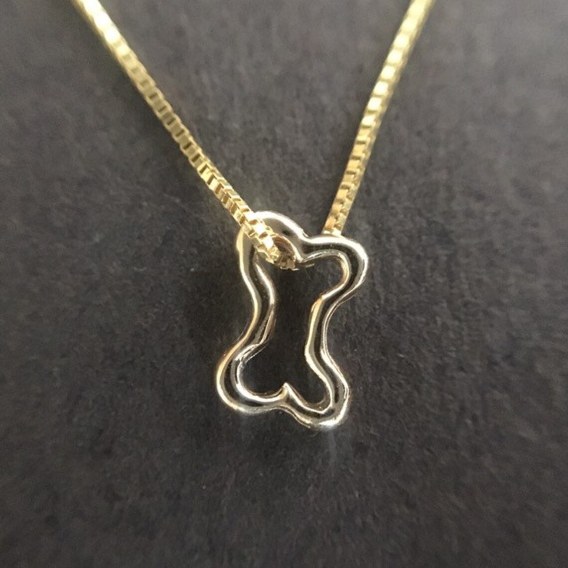 TINY Gold Bone pendant 7x5mm bone charm/necklace solid 14k | Etsy