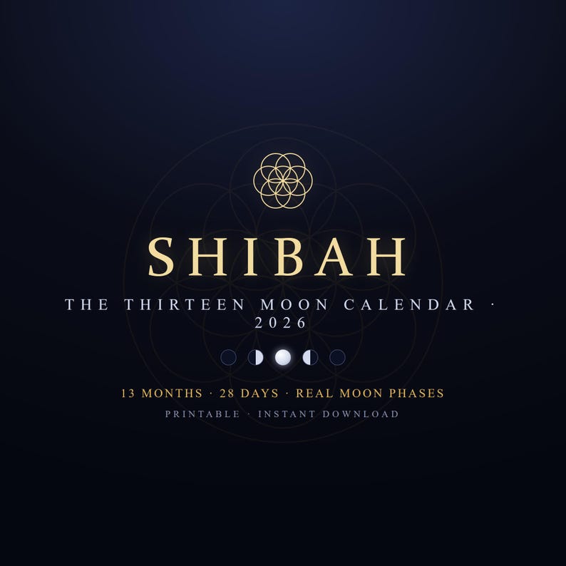 SHIBAH 2026 Thirteen Moon Calendar | Real Moon Phases, Eclipse Cycles ...