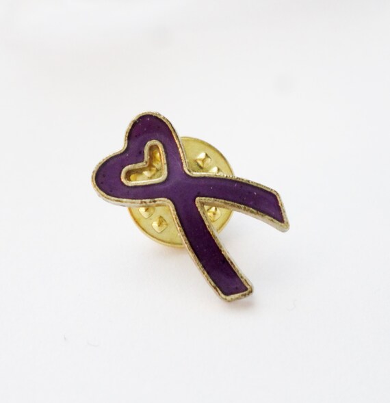 Vintage Purple Cancer Ribbon Lapel Pin Gold Tone Push Back | Etsy
