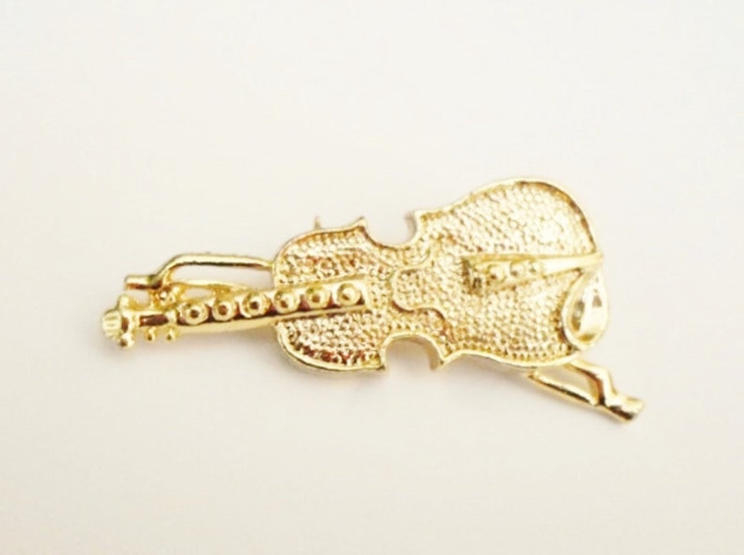 Vintage Gold Cello Brooch, Violin, Musical Instrument, Band Instrument ...