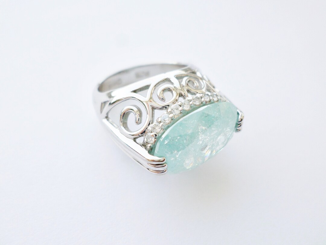 PJM China Oval Pacific Green Stone Ring Size 7 10 Clear - Etsy