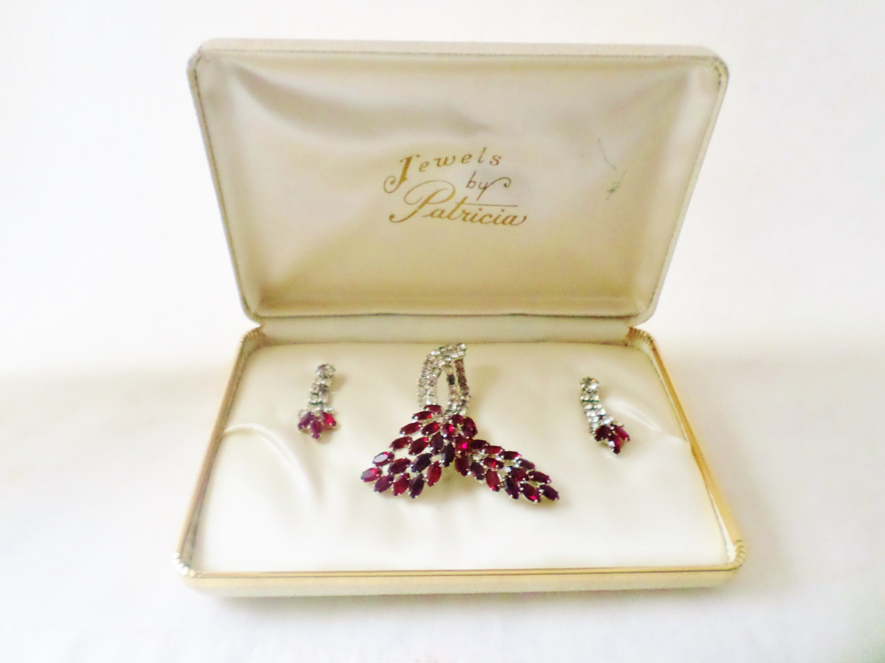 Vintage 1950s Jewels by Patricia Ruby Red Marquis Cut | Etsy UK