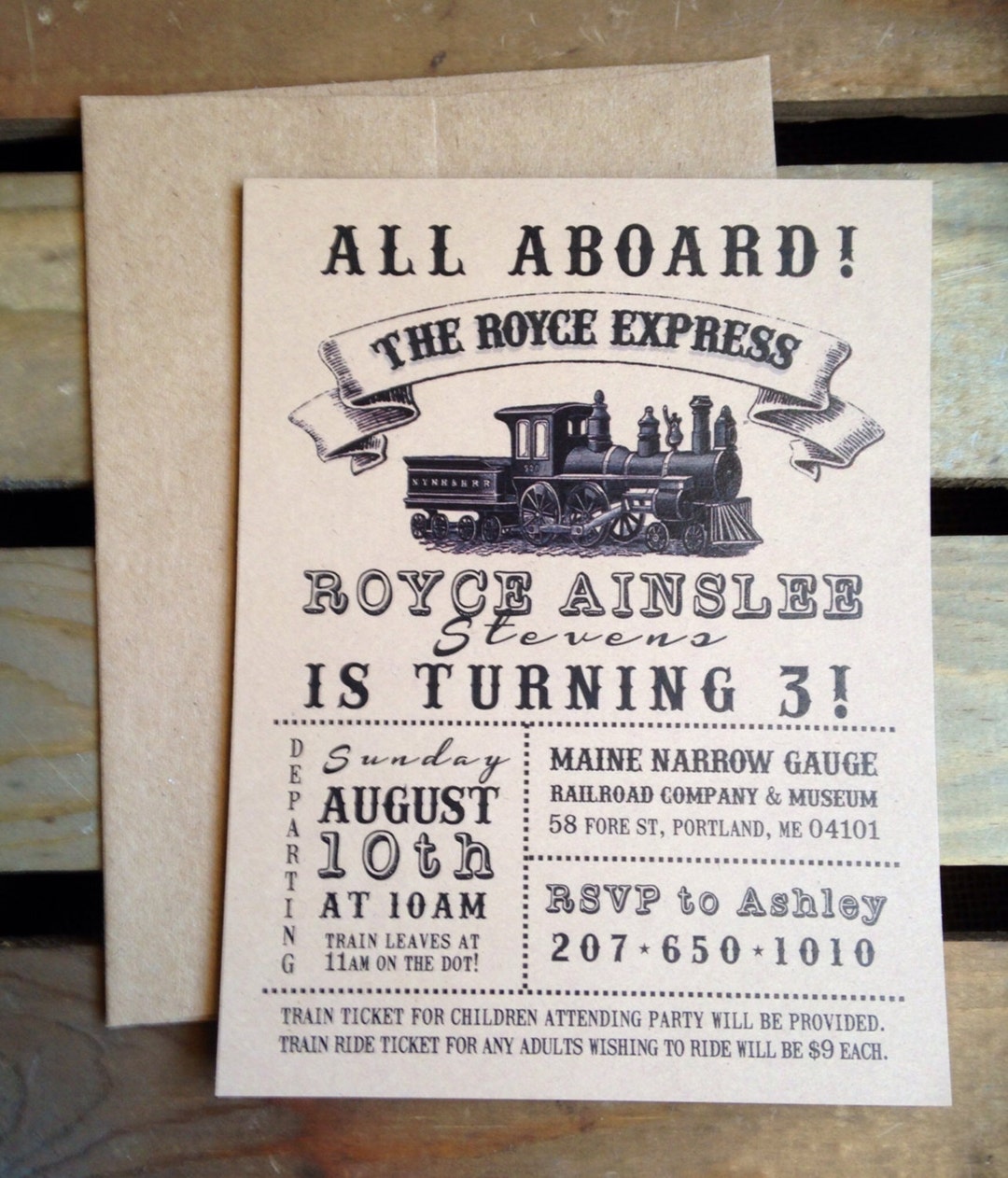 Birthday Invitation - VINTAGE Train Party - Custom - Boy - Girl ...