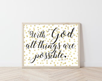 Printable KJV Bible Verse Wall Art With God All Things Are Possible ...