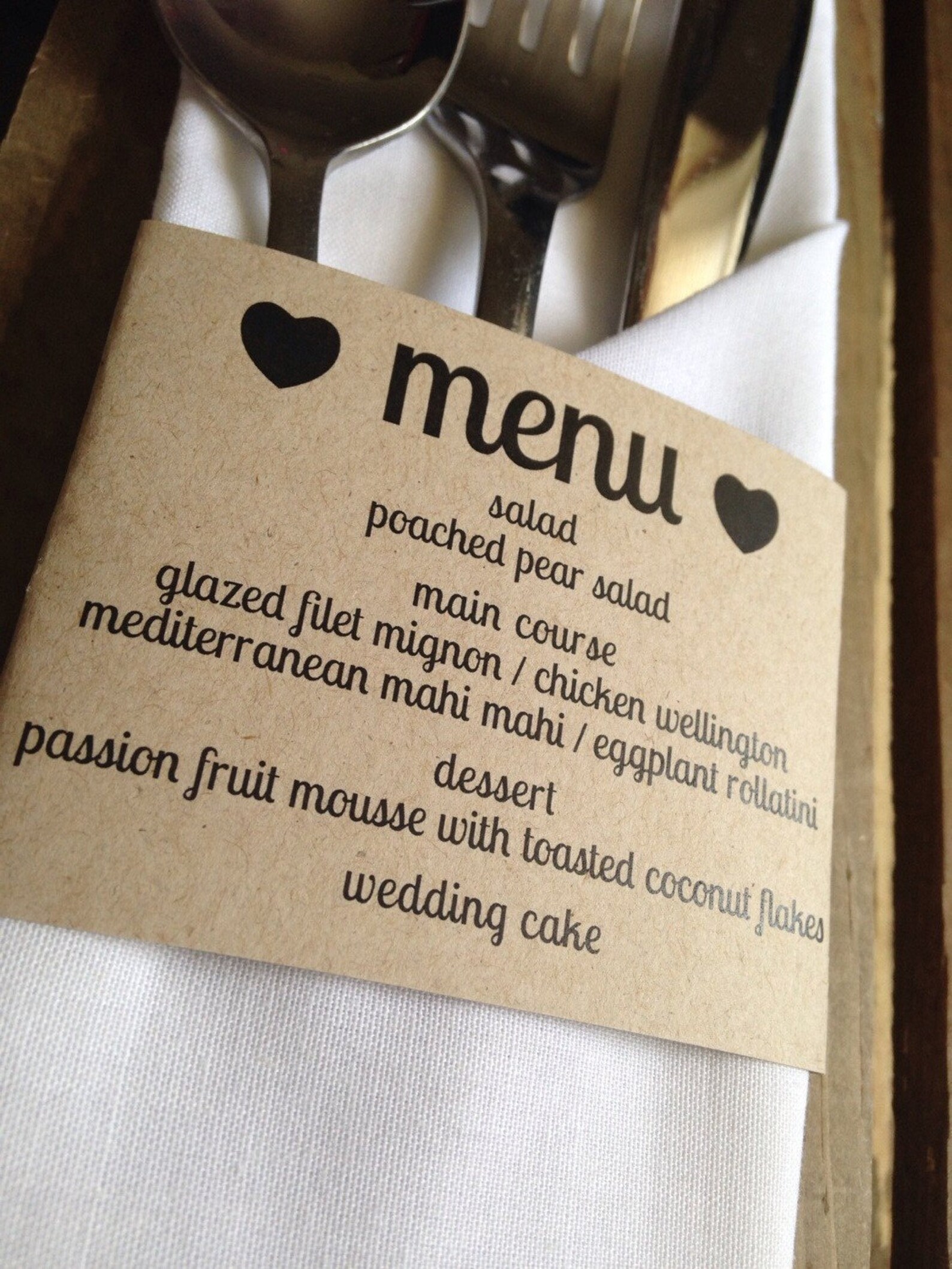 Custom Menu Modern Napkin Wrap Holder Cuff Reception | Etsy