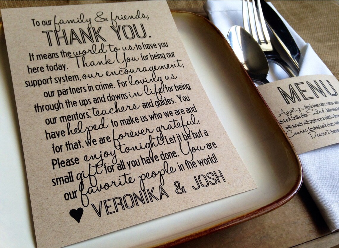 Thank You Note for Reception MODERN Recycled Eco | Etsy