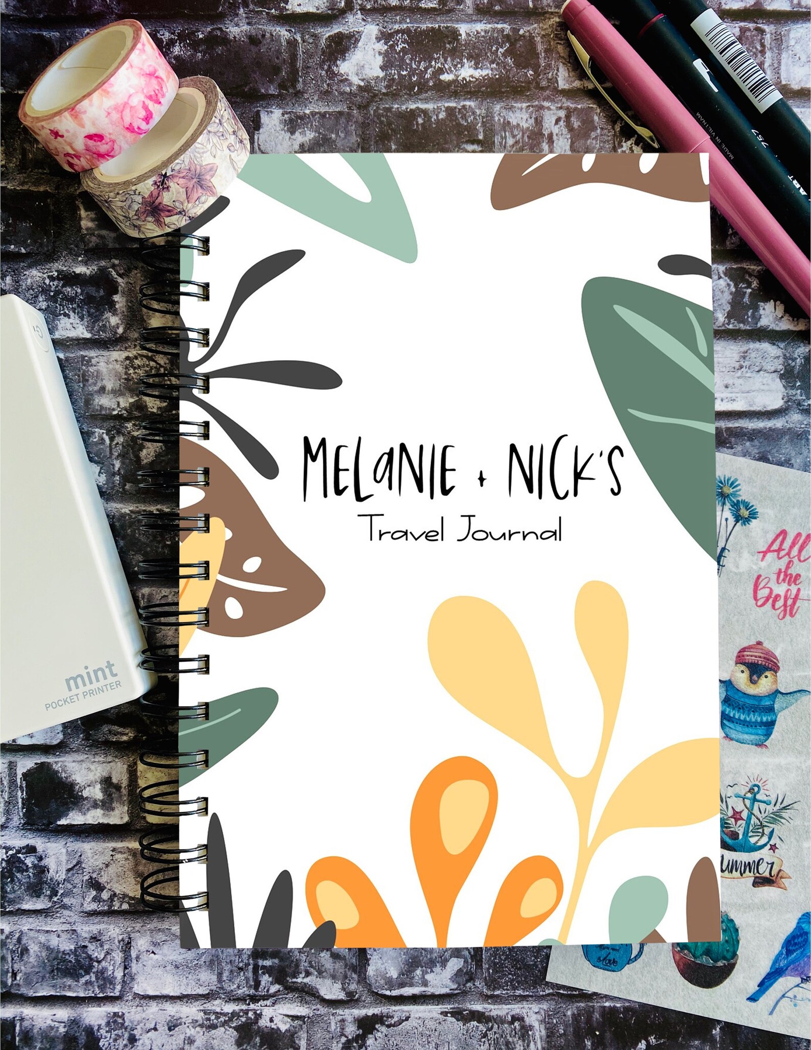 Travel Log Book Abstract Nature Cover Personalized | Etsy