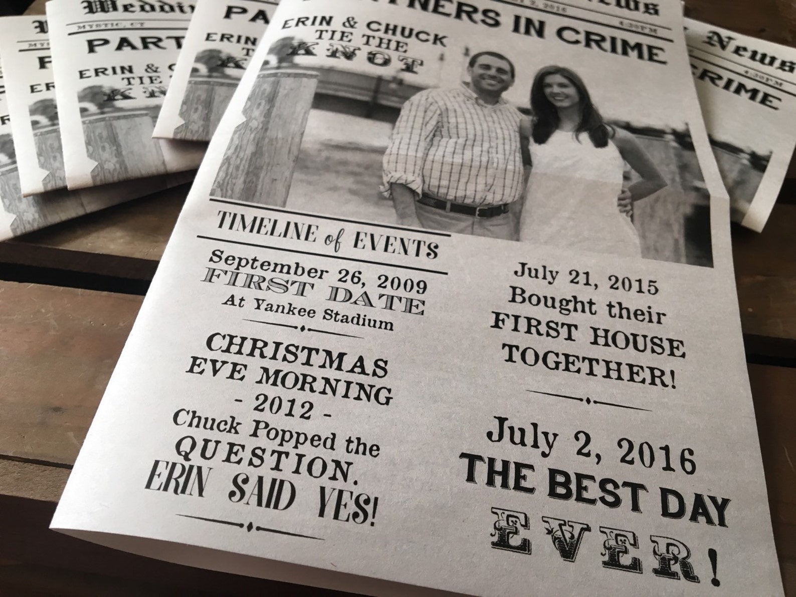 Mini NEWSPAPER Wedding Program - Custom - VINTAGE Rustic Modern ...