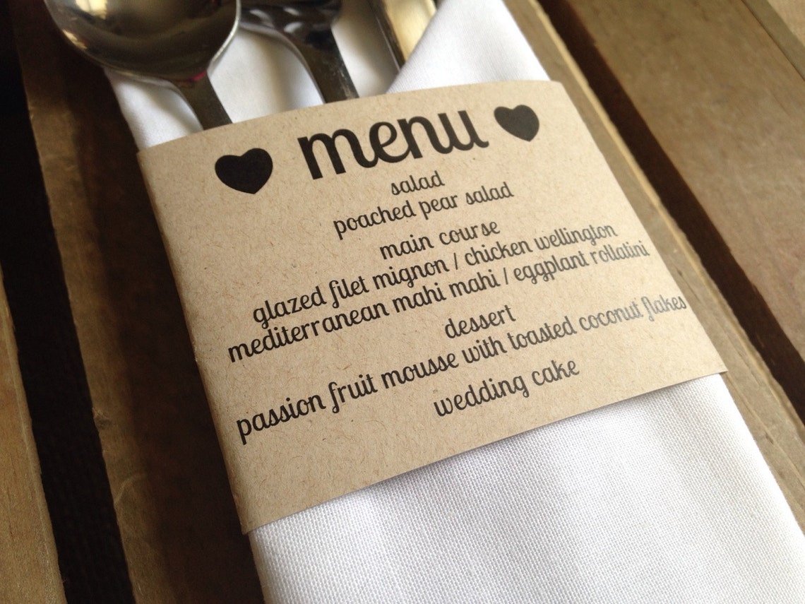 Custom Menu Modern Napkin Wrap Holder Cuff Reception | Etsy