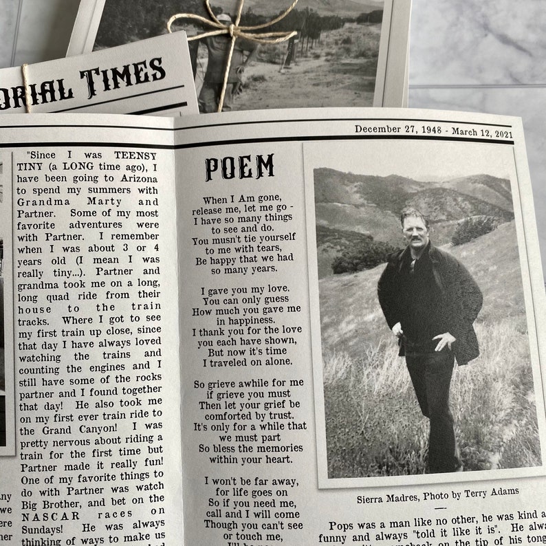 Memorial Mini Newspaper Program Custom Funeral - Etsy
