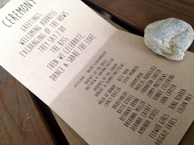 RUSTIC Wedding Mini Square Program Ceremony Modern Eco - Etsy